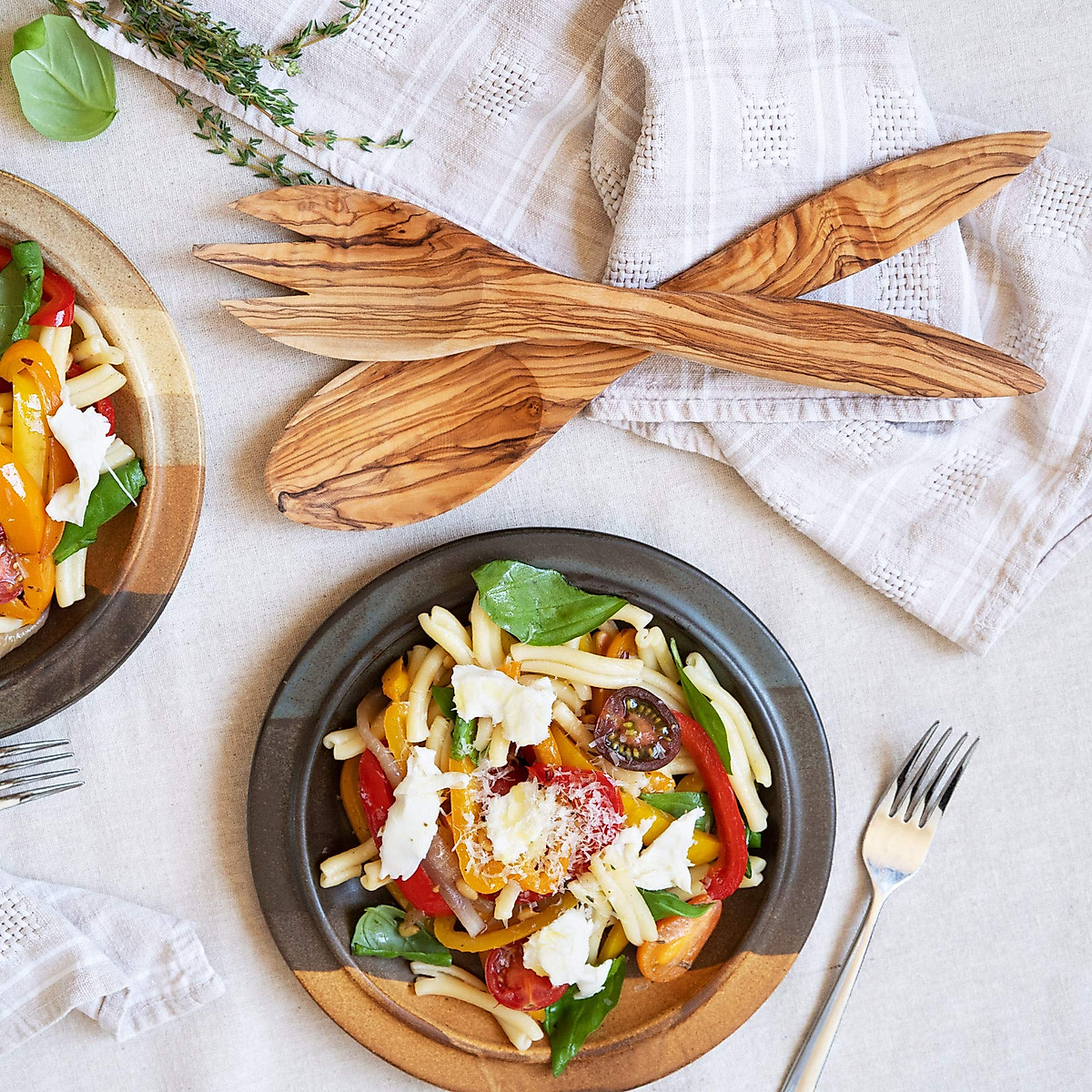 Tramanto Olive Wooden Salad Servers Set, 12 inch Tuscan Design