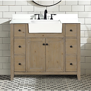 Ari Kitchen & Bath Sally 42" Bathroom Vanity in Weathered Fir, White Engineered Top