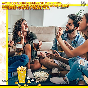 100 Pieces Miniature Resin Popcorn Decor Artificial Lifelike Popcorn Fake Popcorn Decorations with Mini Popcorn Boxes Cardboard Popcorn Container for Party DIY Photo Props, Small Popcorn Models Decor