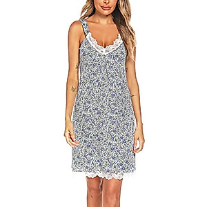 ENJOYNIGHT Women's Nightgown Chemise Nightshirt Full Slips Sleepwear Soft Nighty Lace Sleep Shirt(Flower, X-Large)