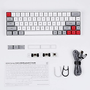 EPOMAKER GK68XS 68 Keys Hot-swap RGB Bluetooth5.1 Wireless/Wired Mechanical Keyboard with Split Spacebar Module, 1900mAh Battery, Dye-subbed PBT GSA Keycaps (Gateron Brown Switch, Grey White)