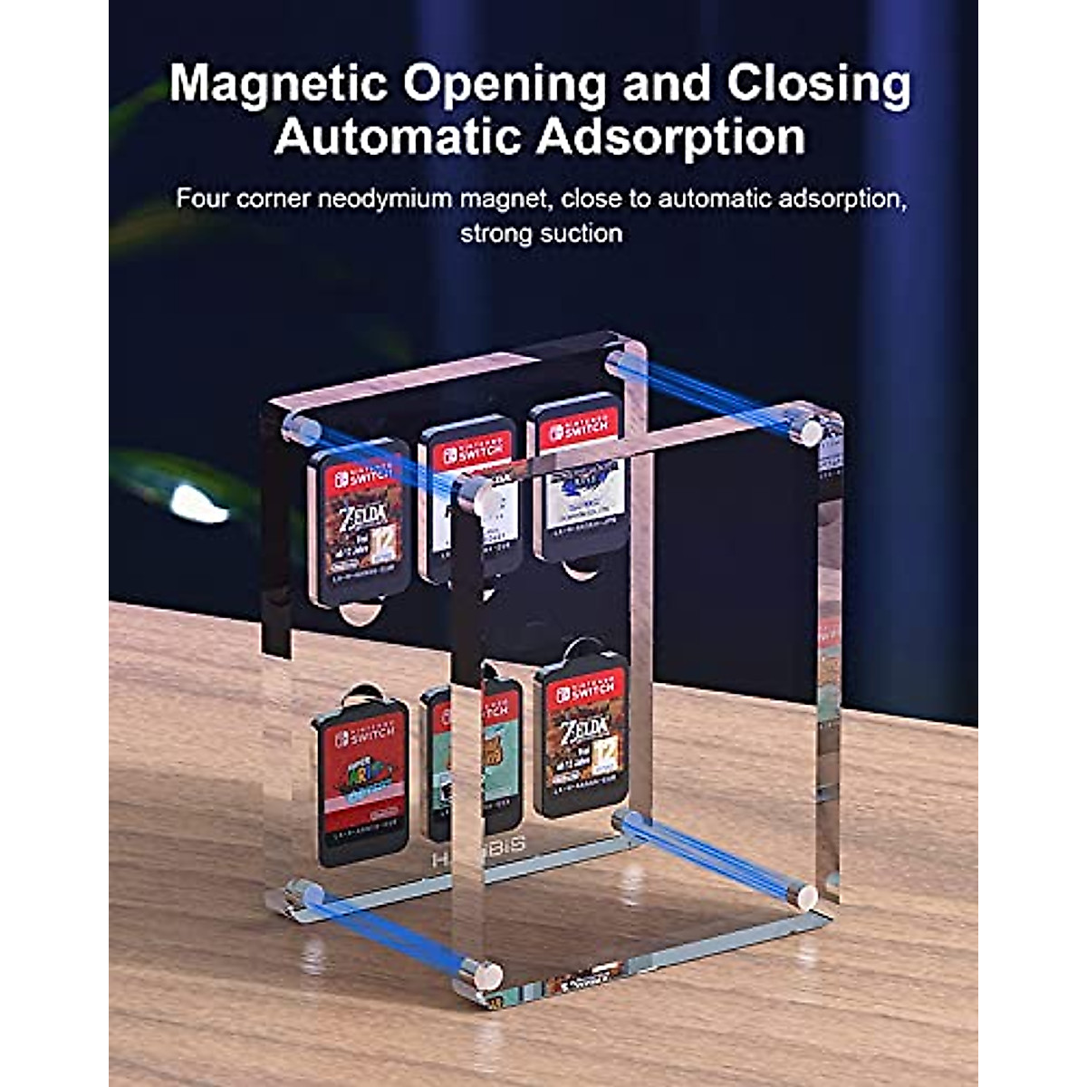 Hagibis Game Card Case for Nintendo Switch, 6 Cartridge Slots Holder Protective Shockproof Display Cabinet, Transparent Acrylic Game Storage Box for Switch NS NX (6 Slots)