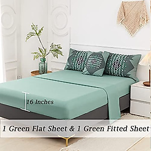 ANGIYUIN 6Pcs Boho Sage Green Comforter Set, Full Size Bed in a Bag, Ultra Soft Microfiber Bedding Set, Western Geometric Lightweight Comforters (Full, Green)