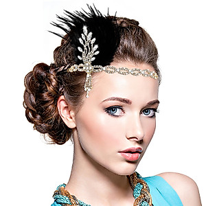 FRCOLOR 1920s Flapper Headband Roaring 20s Headband Crystal Headband Great Hair Accessories for Women