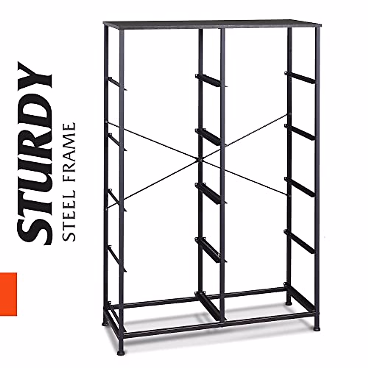 WLIVE 10-Drawer Dresser, Fabric Storage Tower for Bedroom, Hallway, Nursery, Closets, Tall Chest Organizer Unit with Fabric Bins, Steel Frame, Wood Top, Pull Handle, Charcoal Black Wood Grain Print