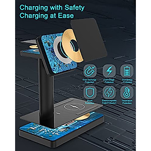3 in1 Magnetic Wireless Charger Stand,2022 Upgraded Aluminum Alloy 20W Fast Wireless Charging Station Compatible with Magsafe Charger for iPhone 14/13/12 Pro/Pro Max/Mini/iWatch Series/AirPods Pro/3/2