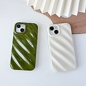 Caseative Cute Water Ripple Pattern Wave Shape Camera Lens Protection Soft Compatible with iPhone Case (White,iPhone 14 Pro)