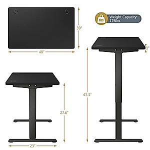 Tangkula Electric Dual Motor Standing Desk, 48 x 30 Inch Height Adjustable Sit Stand Computer Workstation w/ 3 Position Memory Controller, Anti-Collision Design, 1" Thick Tabletop, Home Office Desk