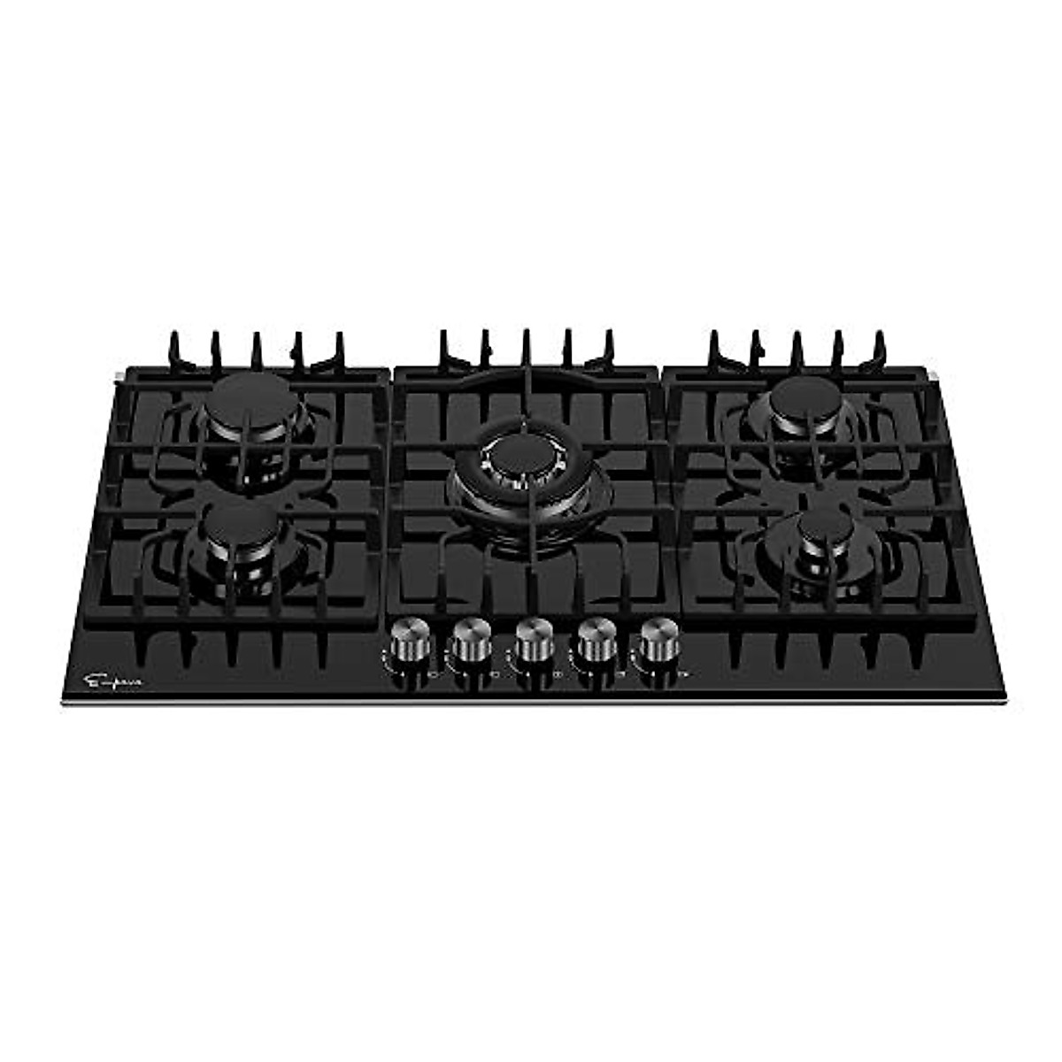 Empava 30 in. Gas Stove Cooktop 5 Italy Sabaf Sealed Burners NG/LPG Convertible in Black Tempered Glass, 30 Inch