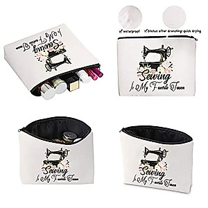 CMNIM Sew Gifts for Women Designer Quilting Cosmetics Bag Gifts for Seamstress Dressmaker Pouch Bag Sewing Is My Favorite Season (Sewing Season Makeup Bag)