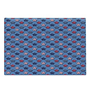Ambesonne 4th of July Cutting Board, Stars with American Flag Pattern Stripes with Halftone Shadows, Decorative Tempered Glass Cutting and Serving Board, Large Size, Magenta Indigo Azure Blue