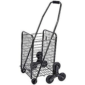 Shopping Trolley on Wheels Multi Function Shopping Cart Fashion Folding Trolley Trolley is Not Easy to Deform and Durable Storage Hand Trucks,Black ,