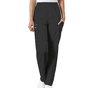 Cherokee Women's Workwear Elastic Waist Cargo Scrubs Pant, Black, Medium