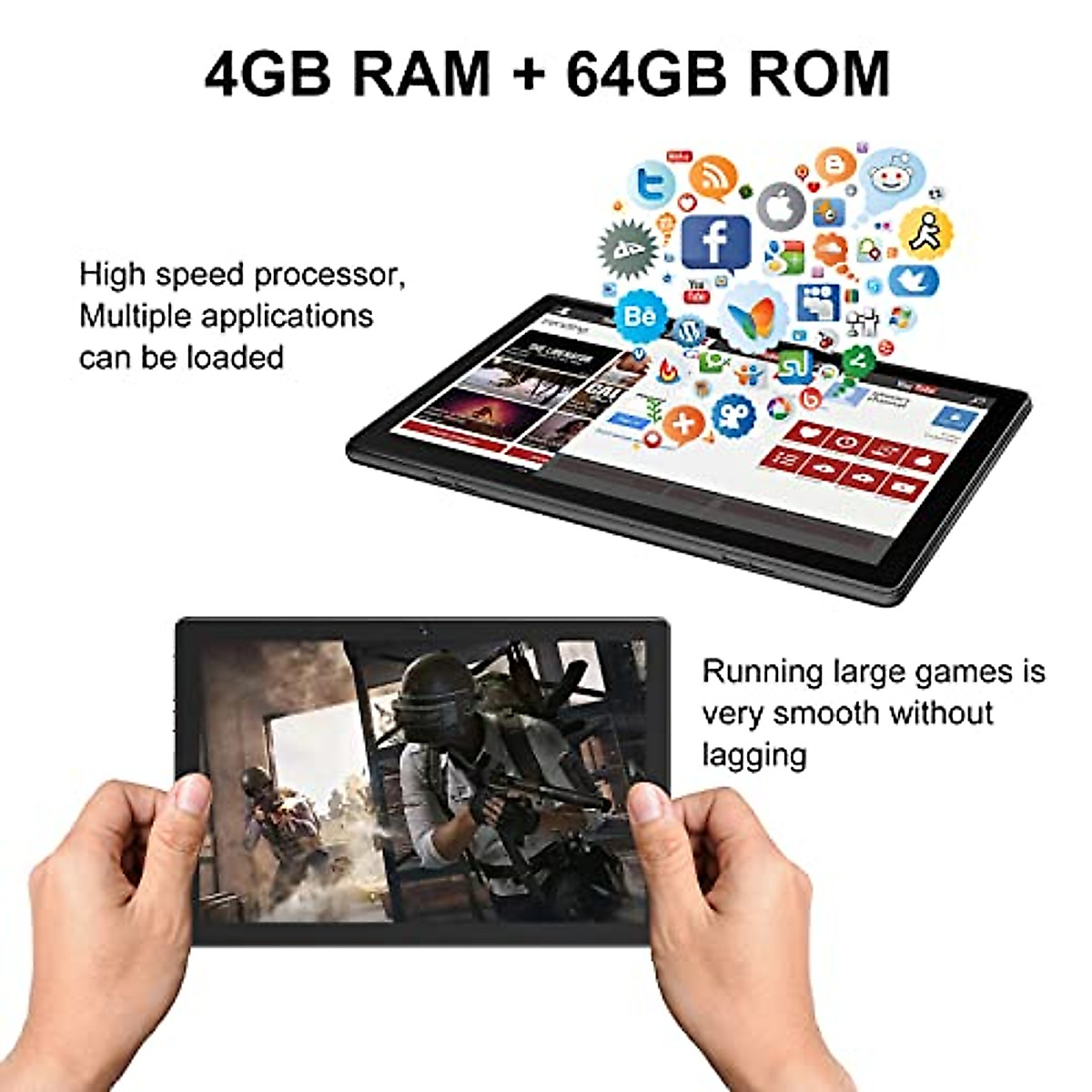Xgody Android 11.0 Tablet 10 Inch pc 4GB RAM 64GB ROM 256GB Expand 6000 mAh Battery, Quad-Core Processor Tablet, HD IPS Screen, 2.0MP Front+8.0MP Rear Camera, Bluetooth, Wi-Fi, Google GMS Tablet