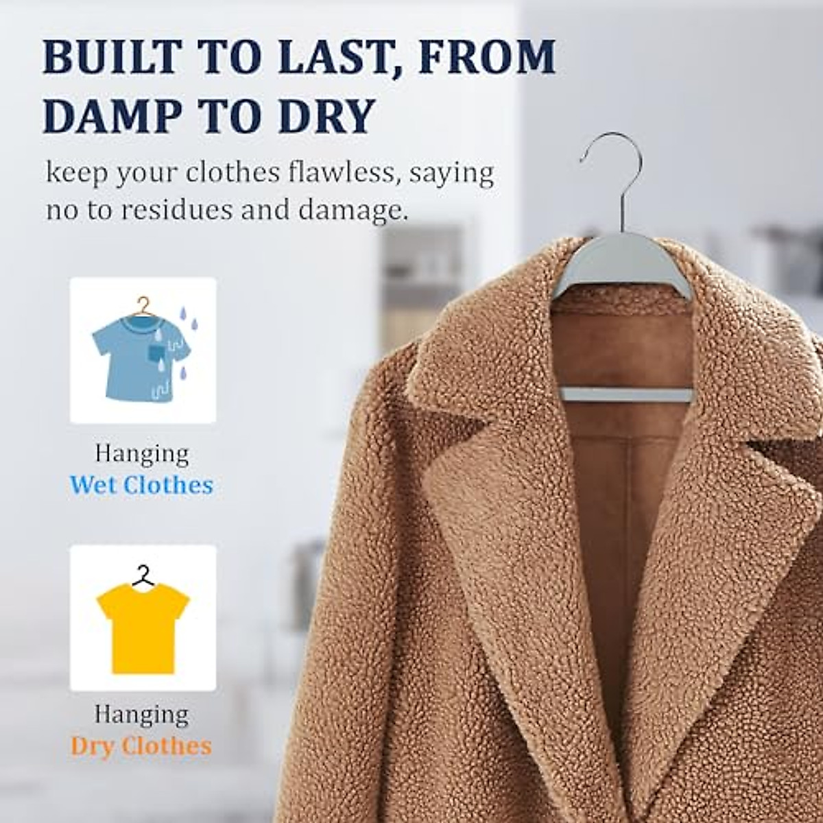 Heavy Duty Plastic Hangers, 50 Pack Rubber Coating Non Slip Coat Hangers with Shoulder Grooves, Suit Hangers with 360° Swivel Hook, Space Saving Organizer for Bedroom Closet, Gray