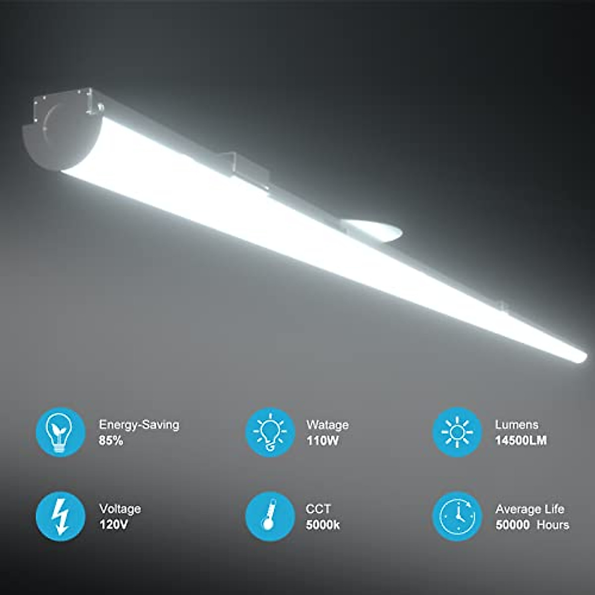 Lightdot Compact 8FT LED Shop Light, Suspend/Flush Mount Comercial Lighting, 110W [Eqv. to 440W HPS/WH] 5000K Daylight Shop Lights Fixtures for Workshop, Energy-Saving up to 4015W/5Y(5hrs/Day) 6Pack