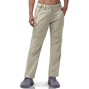 Outdoor Ventures Women's Convertible Pants, Quick Dry Hiking Zip-Off Pants, Stretch Lightweight Cargo Pants Beige