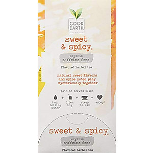 Organic Sweet & Spicy Herbal Caffeine Free Good Earth Teas 18 Tea Bag