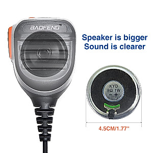 BAOFENG Walkie Talkie Speaker Mic Microphone, Remote Shoulder Police Mic UV-5R BF-F8HP 5RM UV-21R K5PLUS GM-15 Pro UV-5G Plus GM-5RH UV-17R TIDRADIO TD-H3 TD-H8 Quansheng UV-K5
