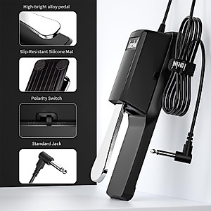 Imelod Digital Piano and Keyboard Sustain Pedal for Yamaha,Roland,Casio,Korg,Behringer,Moog - Universal Foot Pedal Black