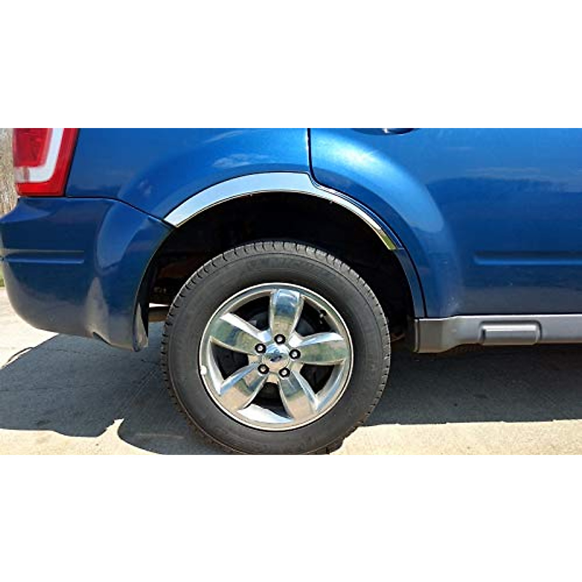 QMI 275504 -Fender Trim Compatible With Ford Escape Mirror Polished Stainless Steel Wide Width Set Of 4