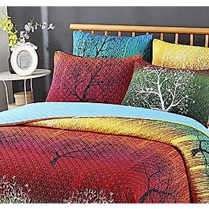 Swanson Beddings Rainbow Tree 5 Piece Bedspread Coverlet Quilt Set: Quilt and 4 Pillow Shams (King)