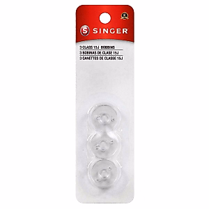 SINGER 06542 Class 15J Bobbins, Transparent, 3-Count,