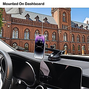 metisinno Fits MagSafe Car Mount Magnetic Phone Holder for Car iPhone 14 13 12 MagSafe Car Phone Holder, Compatible with PopSocket for MagSafe, Dashboard & Windshield, Suction Cup Mount Strong Magnets