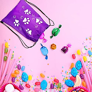 16 Pcs Paw Print Drawstring Backpack Small Party Reusable Paw Bags Puppy Gift Bag Cute Puppy String Bags Travel Drawstring Goodies Bags Christmas Gift Bags for Party Travel Favors