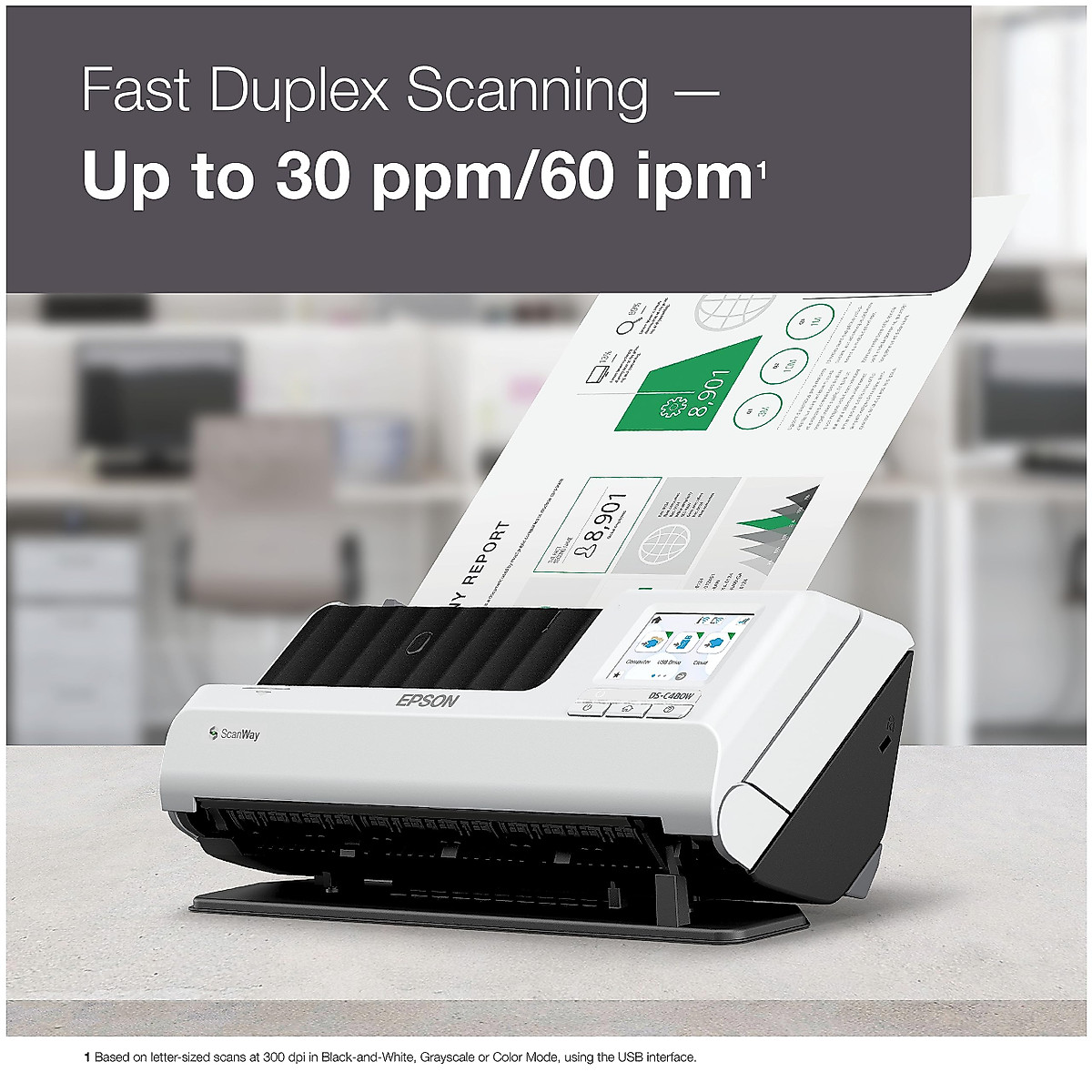 Epson DS-C480W Wireless Duplex Compact Desktop Document Scanner with Auto Document Feeder (ADF)