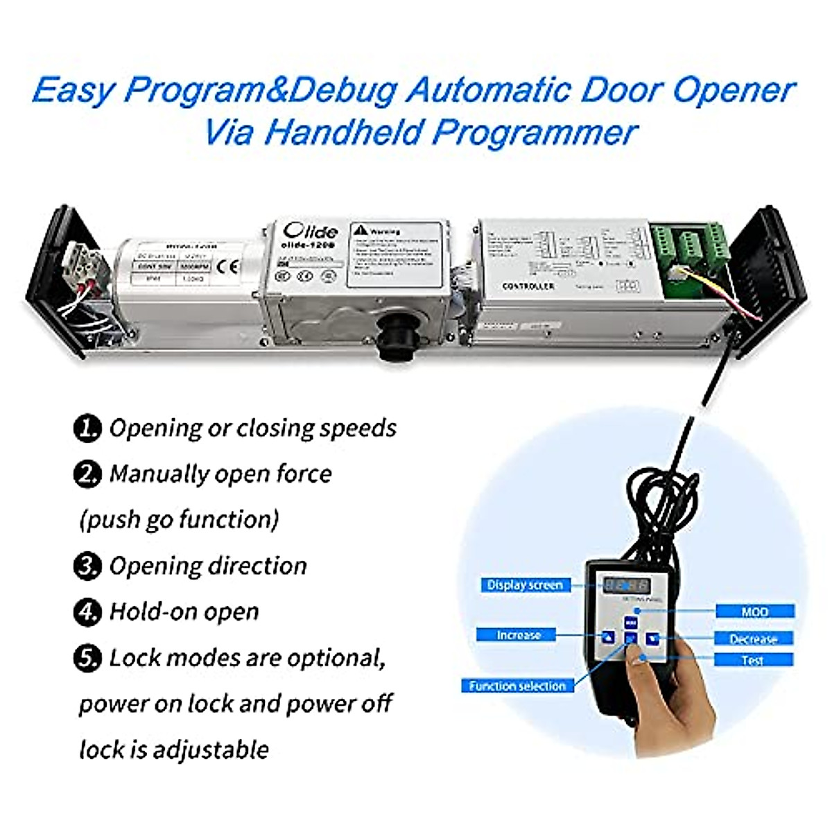 Olideauto Automatic Swing Door Opener,Commerical Wireless Door Operator with Wireless Handicap Push Buttons and Slimline Wireless Push Panels