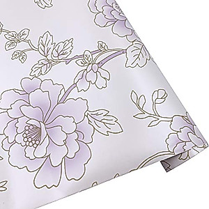 Yifely Purple Peony Shelf Liner Easy to Install Dresser Drawer Covering Paper Remodel Sofa Tables TV Stands 17.7 Inch by 9.8 Feet