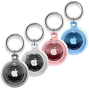 4 Pack Airtag Holder, Airtag case Waterproof Apple Air Tag Case with Keychain, Shockproof & Dustproof Airtag Holders for Pet Tracking, Bags, Kids, Keys, Luggage（4 Colors）
