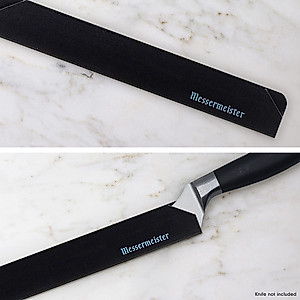 Messermeister 8” Slicer Edge-Guard, Black - Fashionable & Functional Knife Protector for Carving & Slim-Blade Knives - 2 Blade Entry Notches - 8.5” x 0.9375”