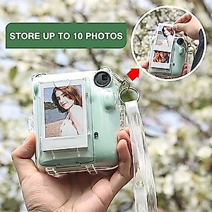 CAIYOULE Instax Mini 12 Clear Case - Protective Camera Case Compatible with Fuji Instax Mini 12, Hard PC Cover with 2 Straps and Stickers (Clear)