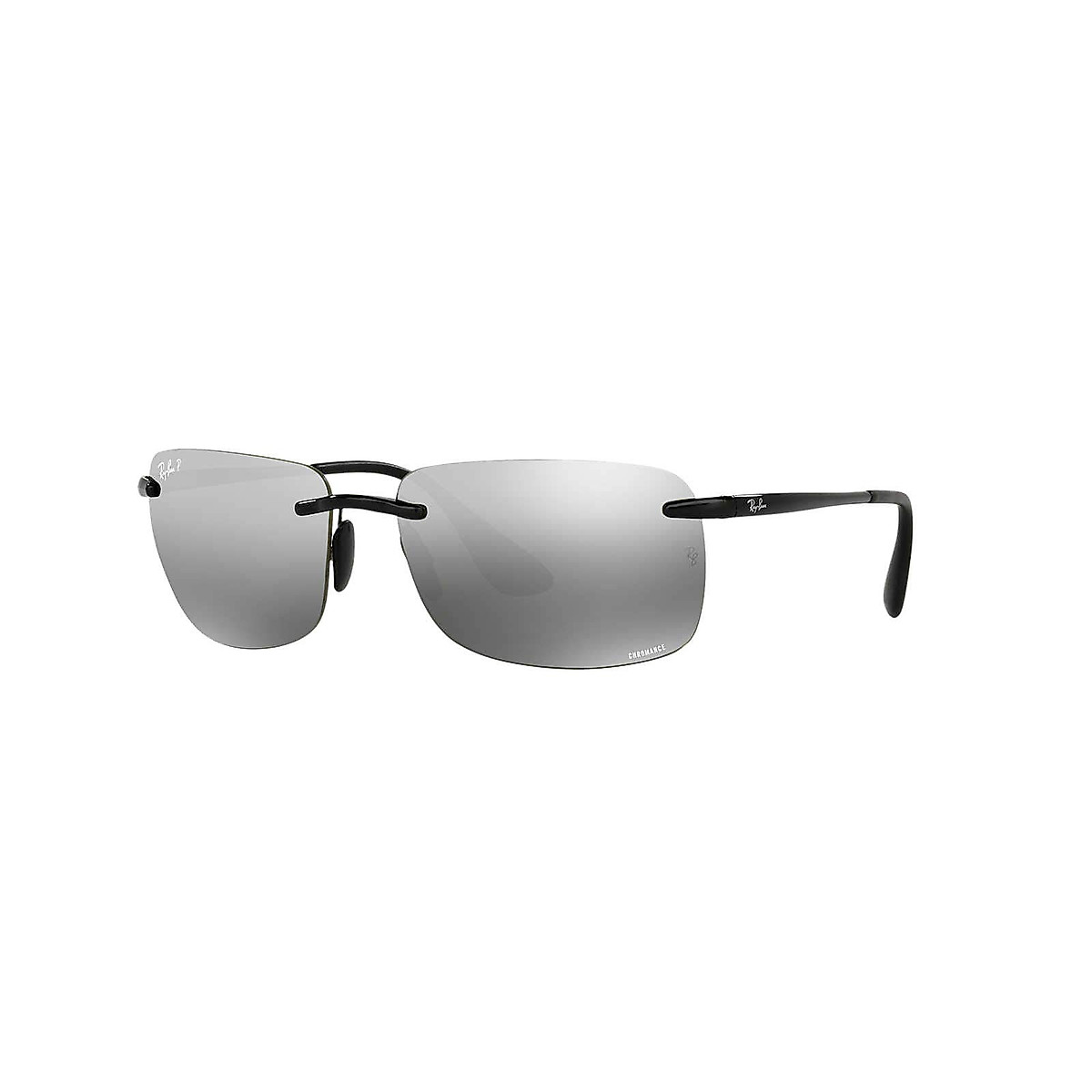 Ray-Ban Men's RB4255 Chromance Square Sunglasses, Black/Polarized Grey Mirrored Silver, 60 mm