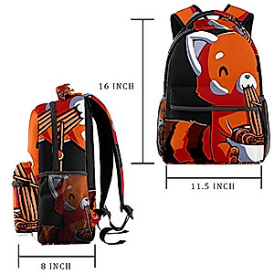 Schoolbag Bookbag Red Panda Backpack for Teen Girls Boys School Bags Fits 14 Inch Laptop Bag