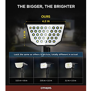 HNES 4 Pack Super Bright Solar Spot Lights Outdoor [47 LEDs | 4 Sides Illuminants | 300° Light Angle] IP65 Waterproof Solar Outdoor Lights Garden Lights Solar Powered Landscape Lights (Cool White)