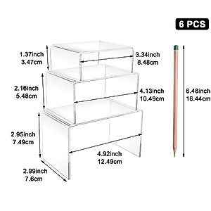 2 Sets Acrylic Display Risers(3",4",5") Clear Product Stand,Cupcakes Holder Dessert Display Transparent Showcase Stands, Candy Bar Risers, Acrylic Lifts Display for Figures