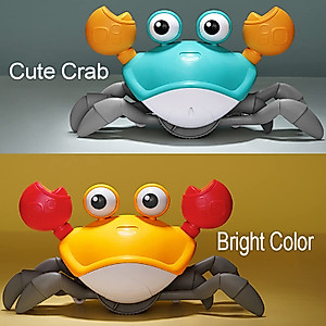 DASDSA Crawling Crab Baby Sensory Tummy time Toys for 1 Year Old boy Girl,Walking Crab Baby Toys Moving Dancing with Music and Light,Avoid Obstacles Interactive Development Baby Toys