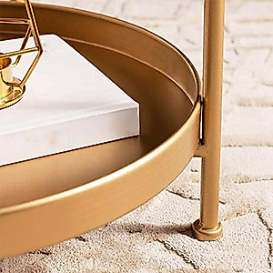 LIRUXUN 2-Layer Coffee Table Nordic Iron Round Coffee Side Table Non-Slip Foot pad Removable Tray Outdoor Small Table (Color : D)