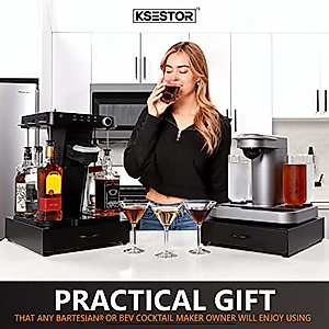 Storage Drawer for Bartesian Cocktail Capsules by Ksestor - Holds up to 40 Bartesian Pods - Compatible with BEV Black Decker Cocktail Maker - Sturdy and Stackable Bartesian Pod Holder - Bartesian - Bartesian Drink Mixer - Black Finish