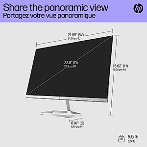 HP Series 5 524sf Monitor 94C17AA#ABA (Replaces M24f) 24" FHD IPS (1920x1080) Display, 1x HDMI, 1x VGA, Flicker-Free, Ideal for Home & Business, Black/Silver