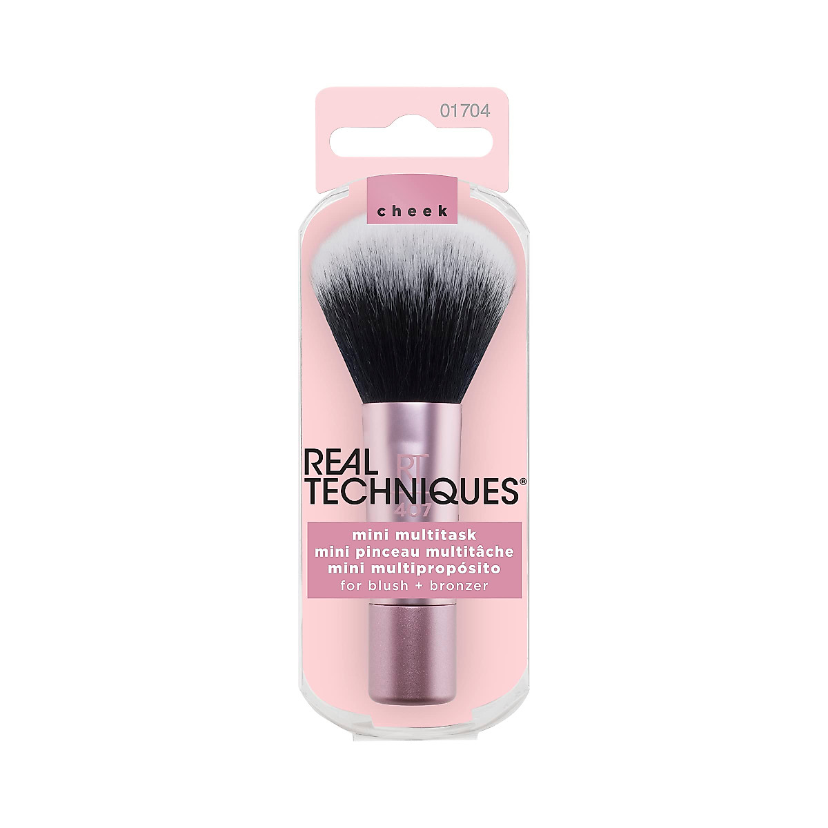 Real Techniques Mini Multitask Makeup Brush, For Blush, Bronzer & Powder, Face Brush with Custom-Cut Synthetic Bristles, For Loose & Pressed Powder, Travel Sized, Vegan & Cruelty-Free, 1 Count