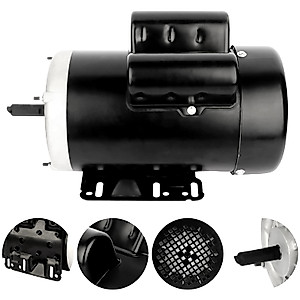 1.5HP Electric Motor 1725 RPM General Purpose Single Phase Motor 115V/230V 56 Frame 5/8" Shaft Diameter Rolled Steel Shell TEFC