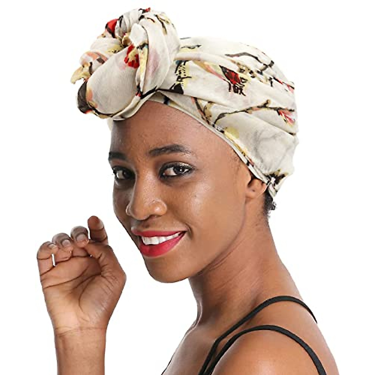 GERINLY Lightweight Scarves and Wraps Birds Florals Scarf for Women Christmas Gift Cardinal Accessories (Beige)