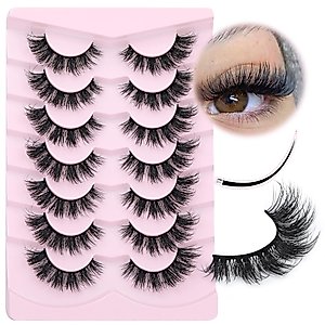 Mink Lashes Natural Look False Eyelashes Fluffy Flat Eyelashes 3D Mink Lashes Wispy Strips Lashes 7 Pairs Multipack by Focipeysa