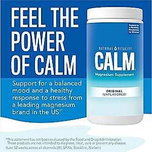 Natural Vitality Calm, Magnesium Citrate Supplement, Anti-Stress Drink Mix Powder, Gluten Free, Vegan, & Non-GMO, Original Unflavored, 16 oz