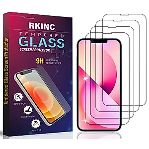 RKINC Screen Protector [4-Pack] for iPhone 13 Pro Max 6.7-Inch, Tempered Glass Film Screen Protector, 0.33mm [LifetimeWarranty][Anti-Scratch][Anti-Shatter][Bubble-Free]