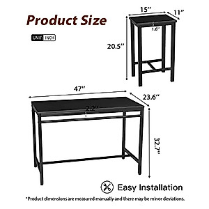 MIERES 4, Counter Height Table & Stools, Bar Chairs, Kitchen Dining Table Set for Breakfast Nook, Small Space Living Room, Black